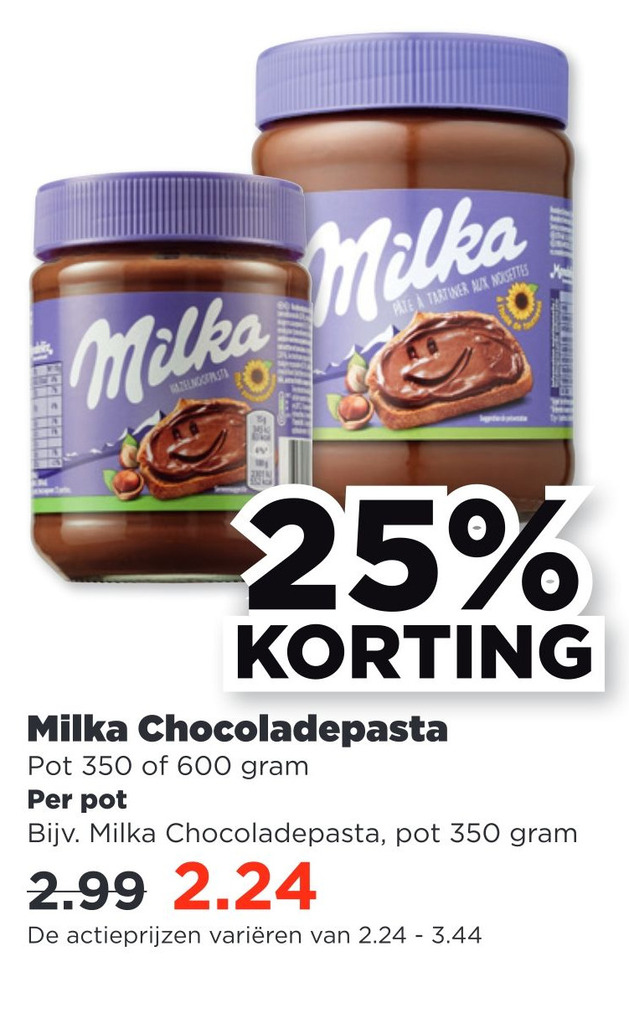 Milka chocoladepasta aanbieding bij PLUS