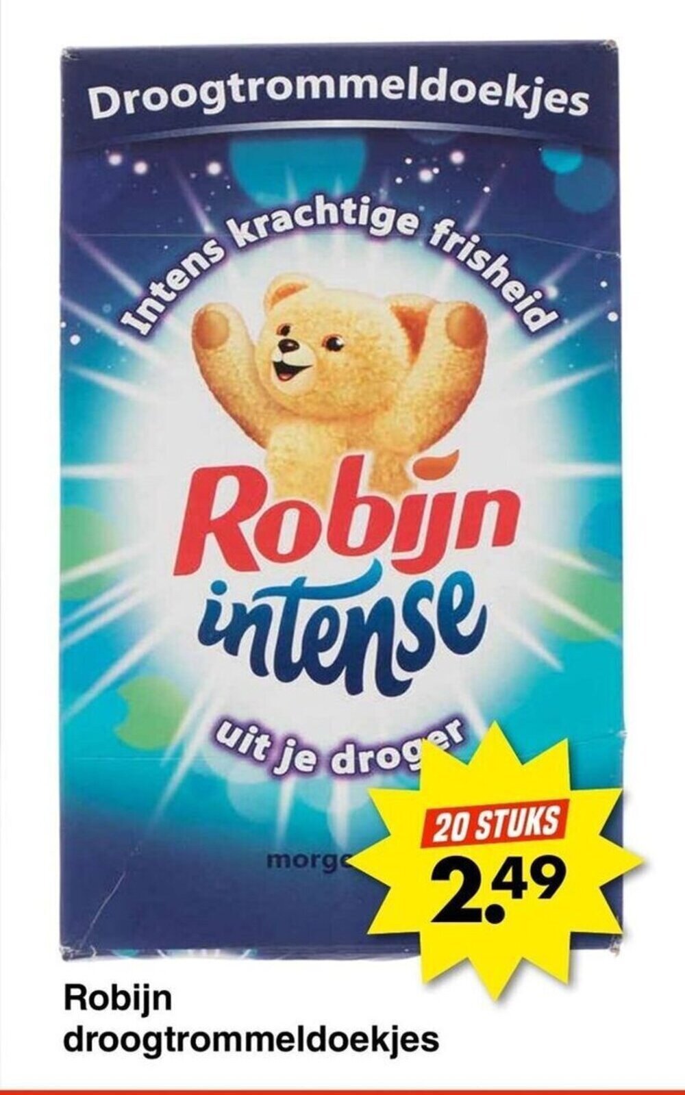 Robijn droogtrommeldoekjes 20 stuks aanbieding bij Wibra