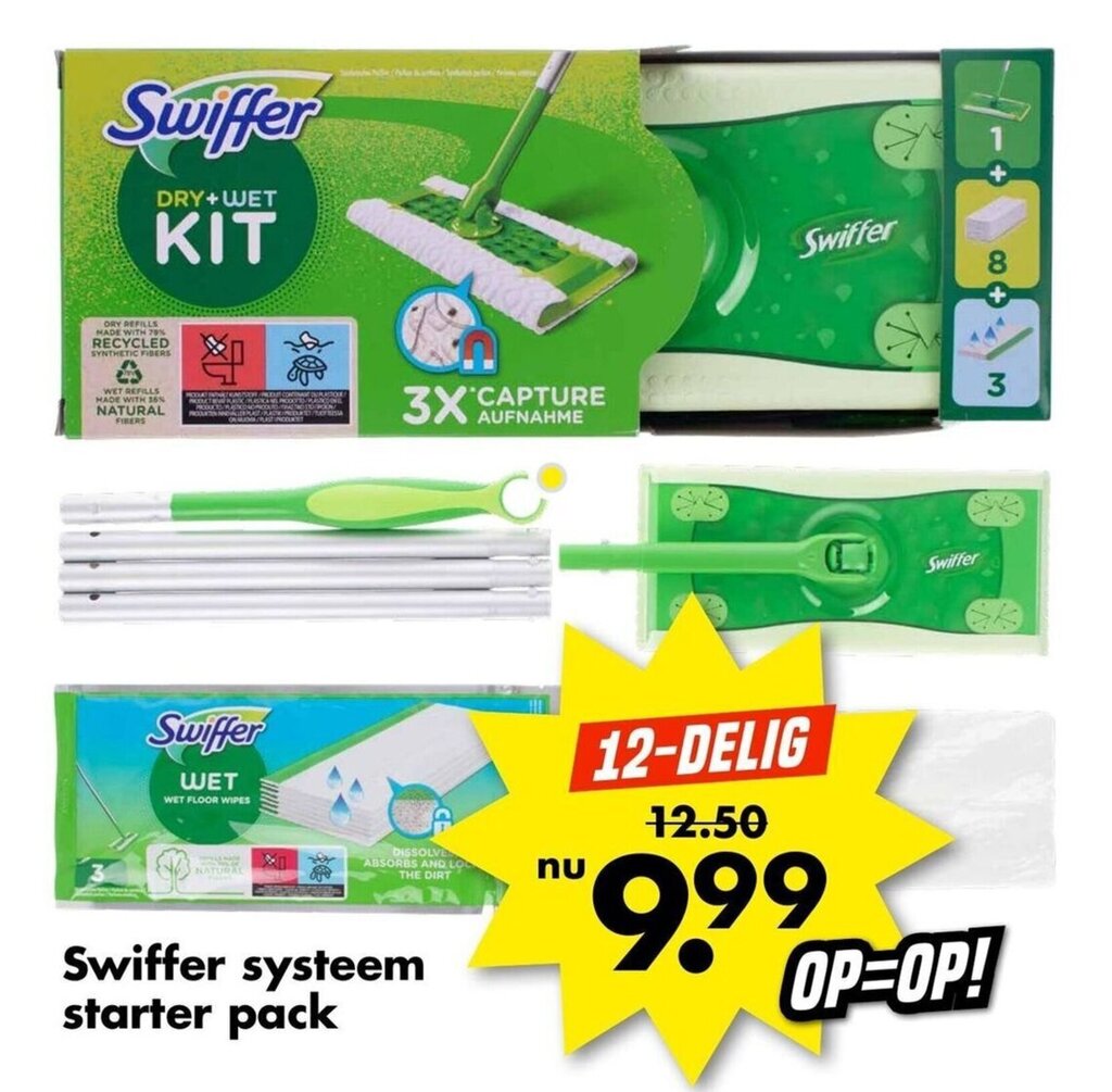 Swiffer systeem starter pack 12-delig aanbieding bij Wibra