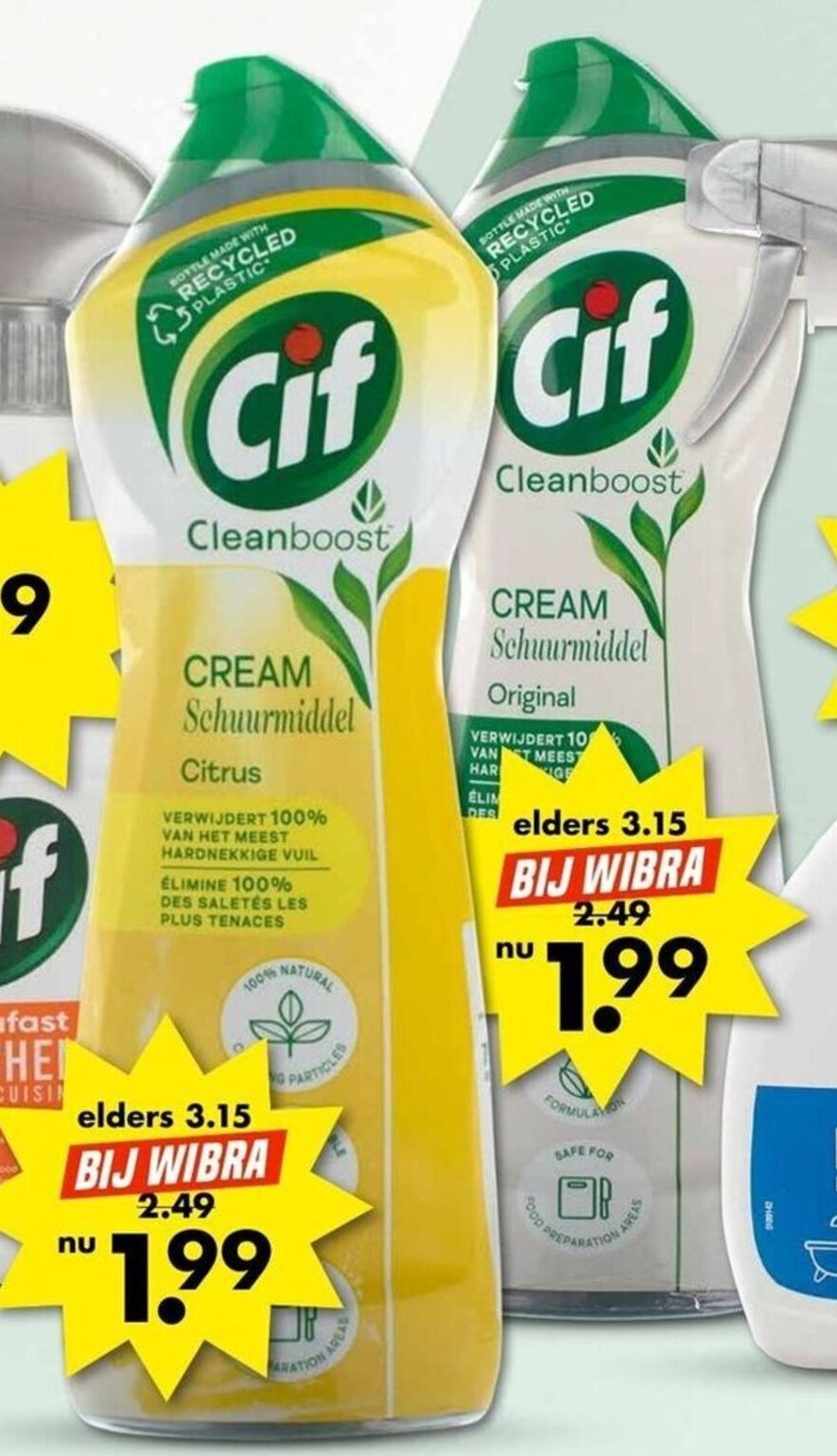 Cif schuurmiddel Original of Cream Citrus 750 ml aanbieding bij Wibra