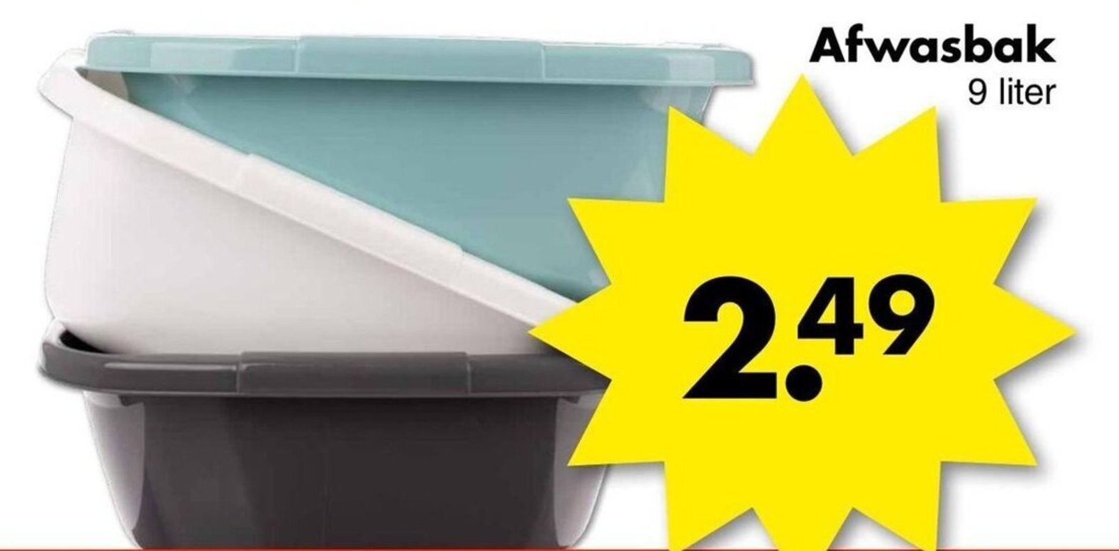 Afwasbak 9 liter aanbieding bij Wibra
