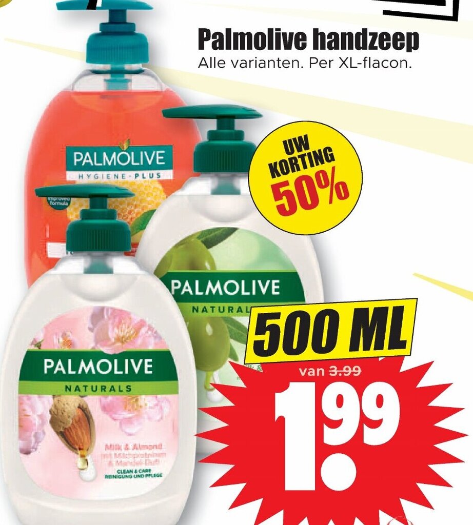 Palmolive handzeep 500ml aanbieding bij Dirk