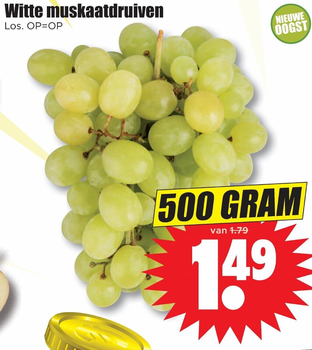 Witte muskaatdruiven 500g aanbieding bij Dirk