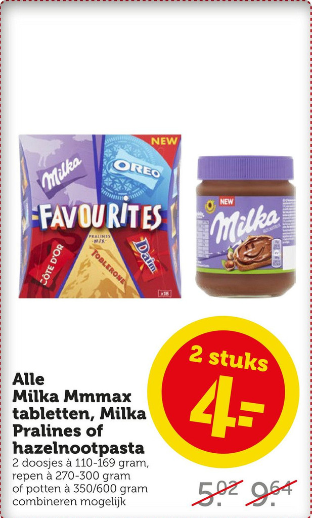 Alle milka mmmax tabletten, milka pralines of hazelnootpasta aanbieding ...