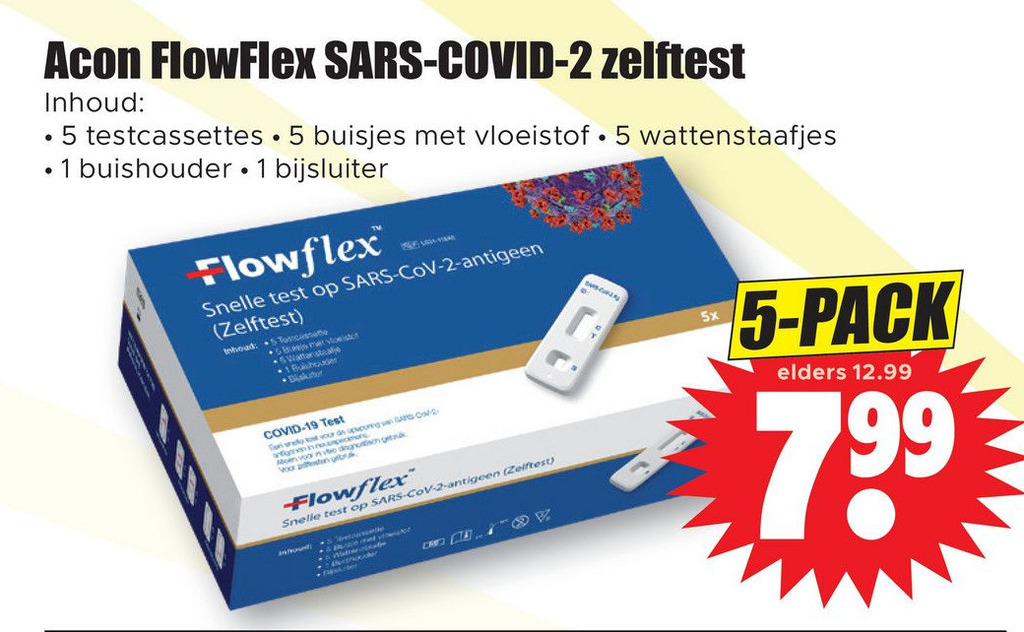 Acon flowflex sars-covid-2 zelftest aanbieding bij Dirk