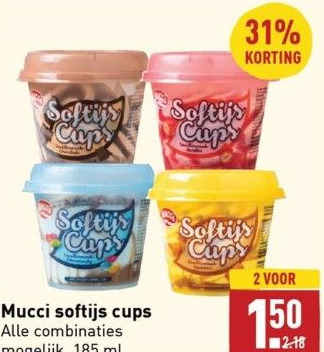 Mucci softijs cups aanbieding bij ALDI