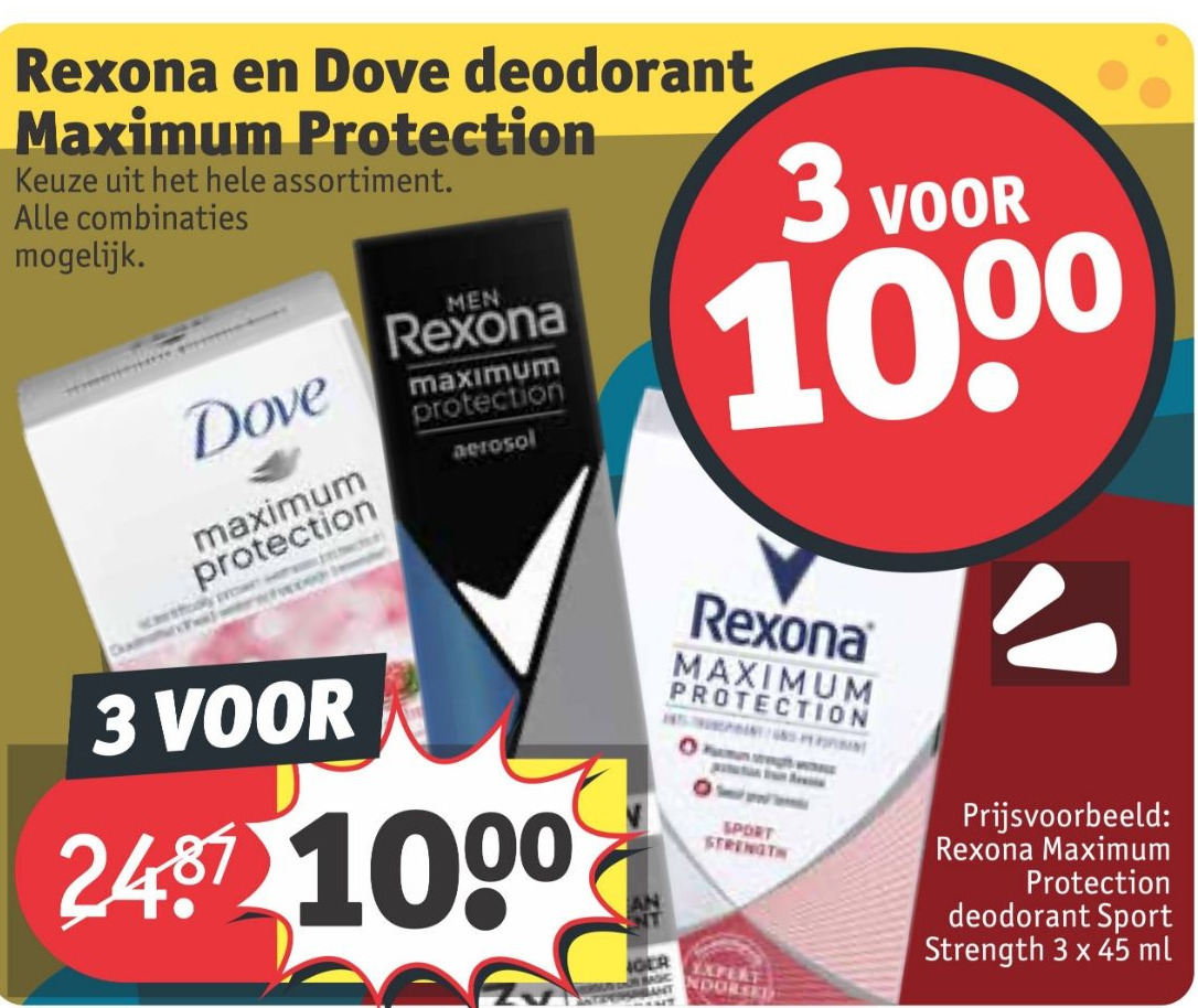 Rexona en Dove deodorant Maximum Protection aanbieding bij Kruidvat