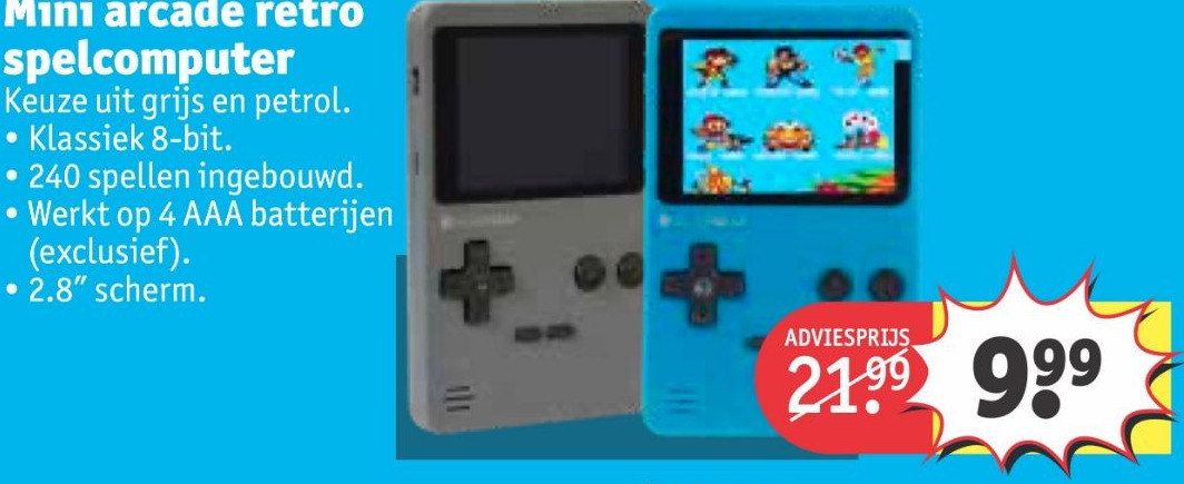 Mini arcade retro spelcomputer aanbieding bij Kruidvat