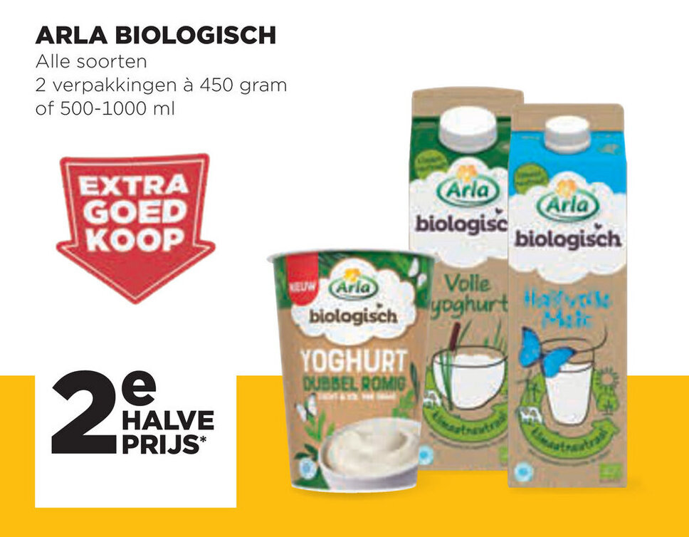 Arla biologisch 500-1000ml aanbieding bij Jumbo