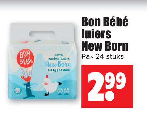 Bon bébé luiers new born aanbieding bij Dirk
