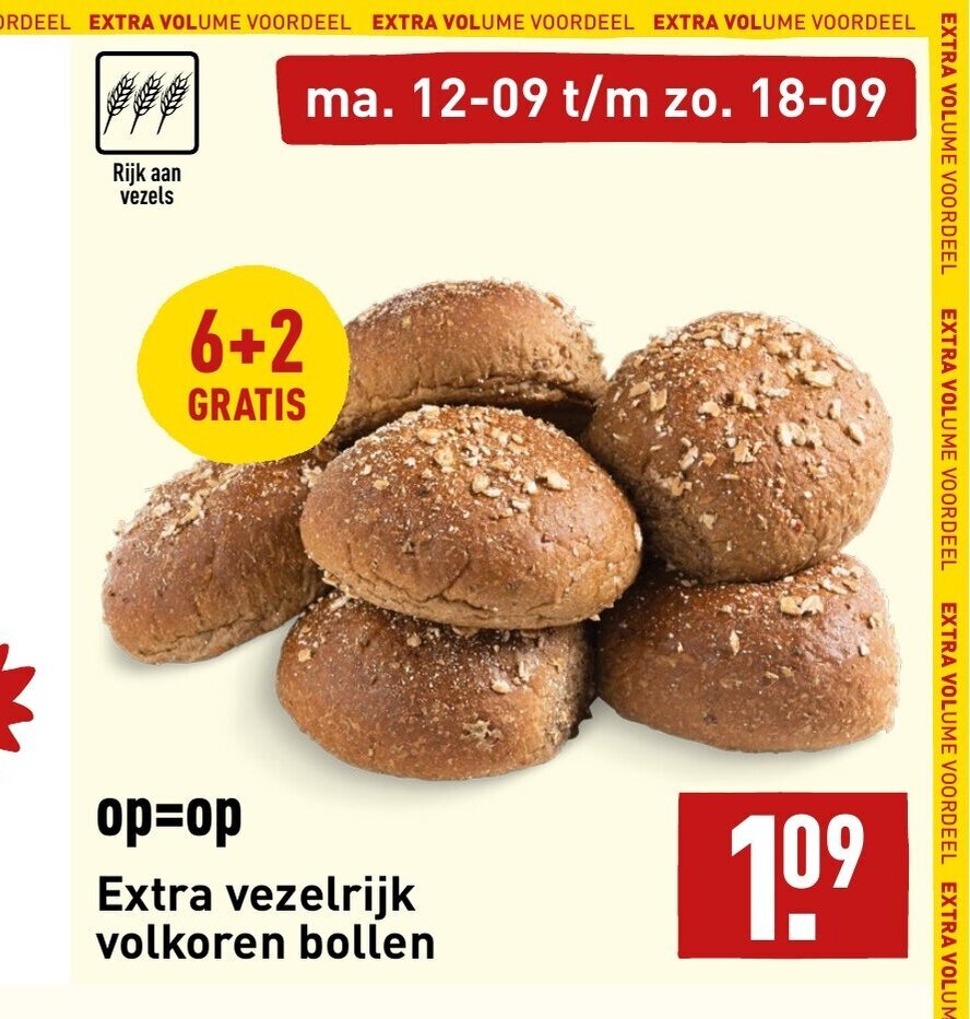 Extra vezelrijk volkoren bollen aanbieding bij ALDI