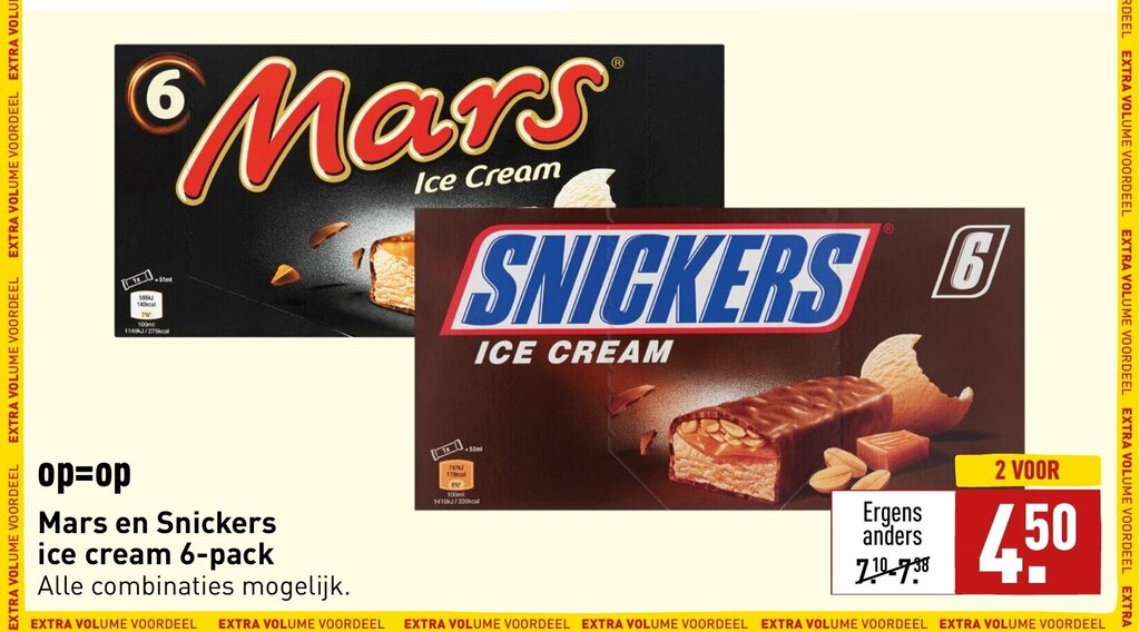 Mars en Snickers ice cream 6-pack aanbieding bij ALDI