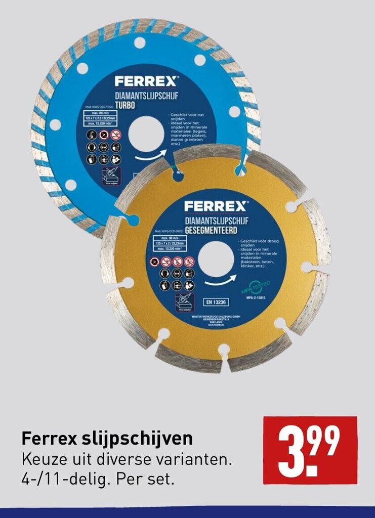 Ferrex slijpschijven per set aanbieding bij ALDI