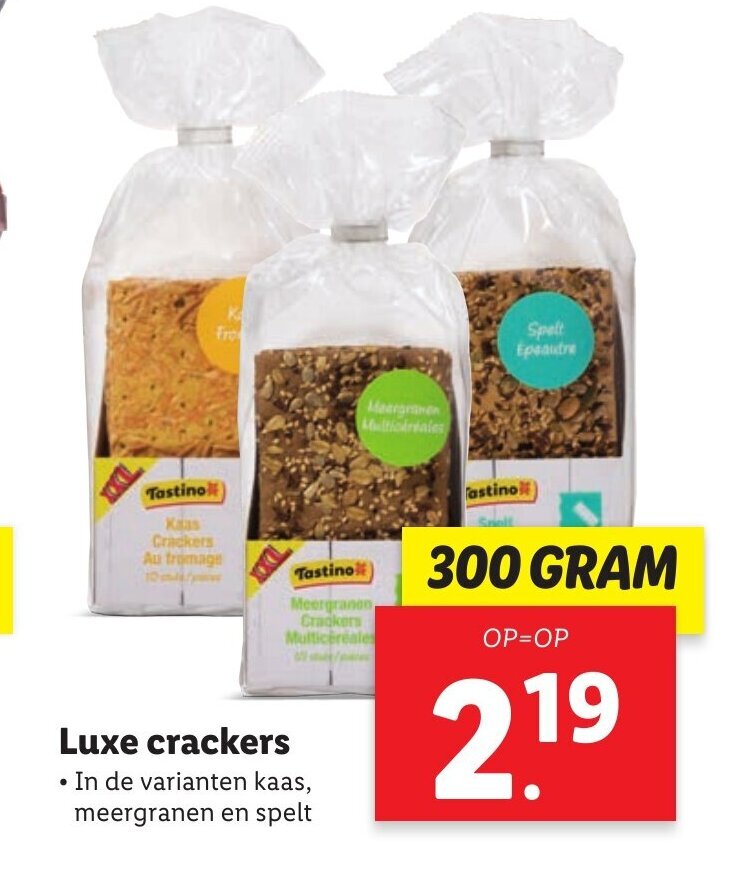 Luxe crackers 300g aanbieding bij Lidl