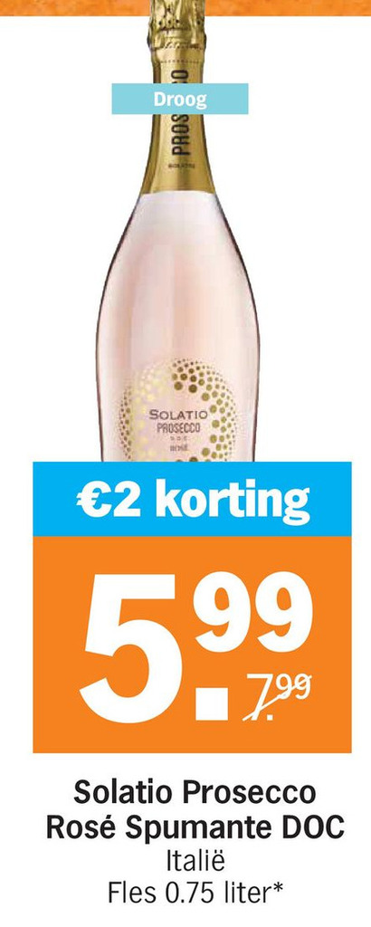 Solatio prosecco rosé spumante doc italië aanbieding bij Albert Heijn