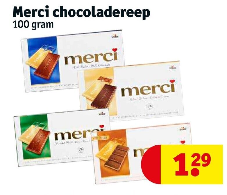 Merci chocoladereep 100 gram aanbieding bij Kruidvat