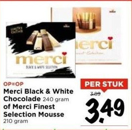 Merci black & white chocolade aanbieding bij Vomar Voordeelmarkt
