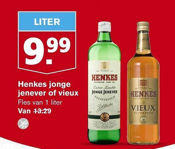 Henkes jonge jenever of vieux aanbieding bij Hoogvliet