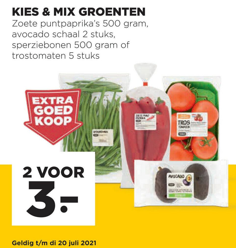 Kies & Mix Groenten 2 stuks aanbieding bij Jumbo