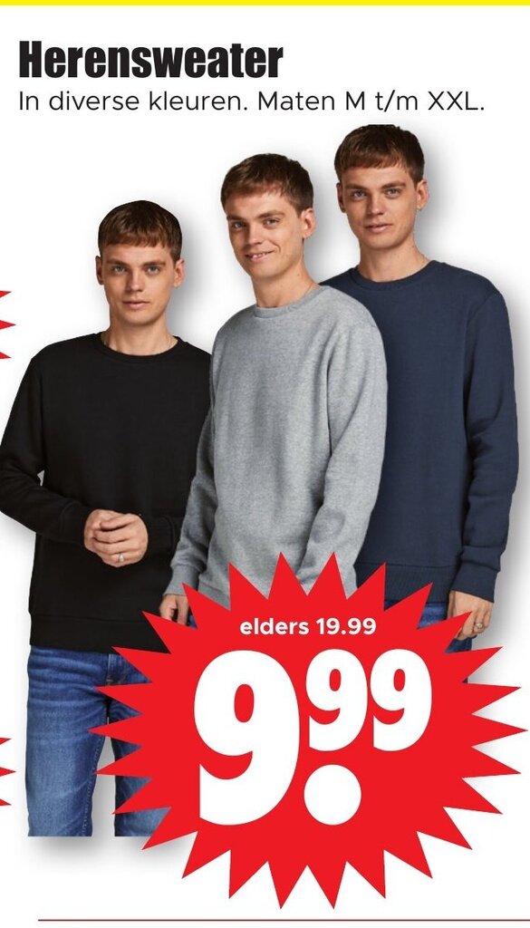 Herensweater M t/m XXL aanbieding bij Dirk