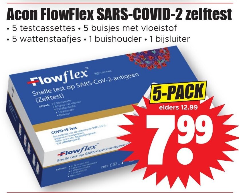 Acon flowflex sars-covid-2 zelftest aanbieding bij Dirk