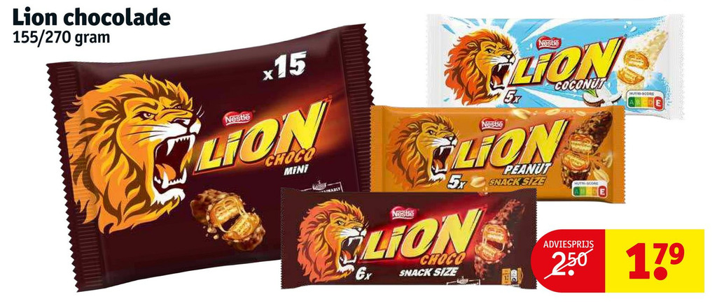 Lion chocolade 155/270 gram aanbieding bij Kruidvat