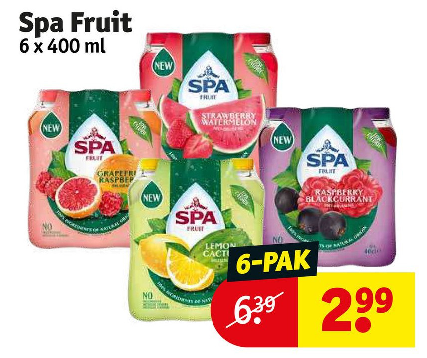 Spa fruit 6 x 400 ml aanbieding bij Kruidvat