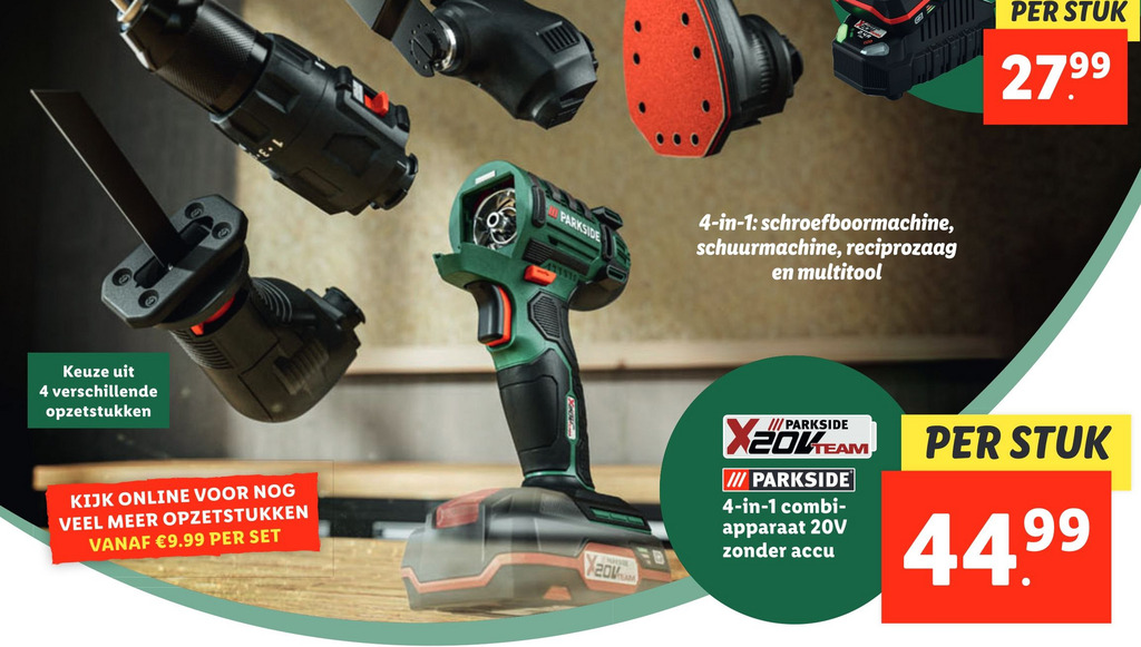 Parkside 4-in-1 combi-apparaat 20v zonder accu aanbieding bij Lidl