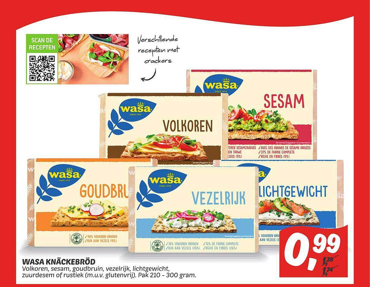 Wasa knäckebröd volkoren, sesam, goudbruin, vezelrijk, lichtgewicht ...