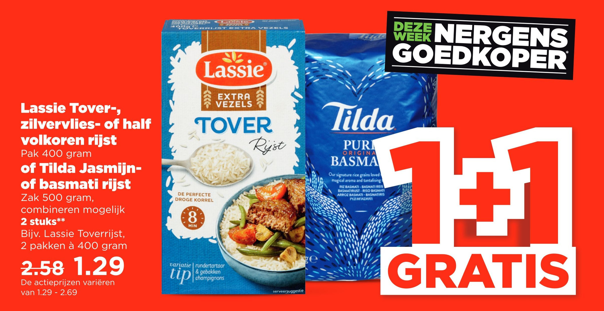 Lassie tover-, zilvervlies- of half volkoren rijst of tilda jasmijn- of ...