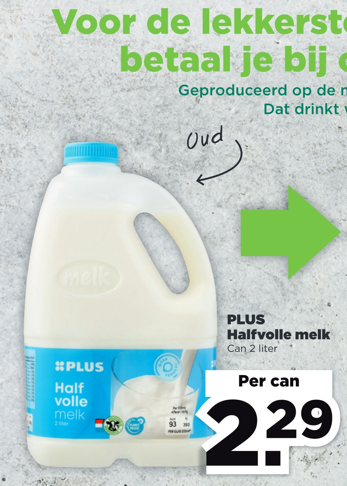 Plus halfvolle melk can 2 liter aanbieding bij PLUS