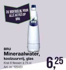 Bru mineraalwater, koolzuurvrij, glas aanbieding bij Bidfood