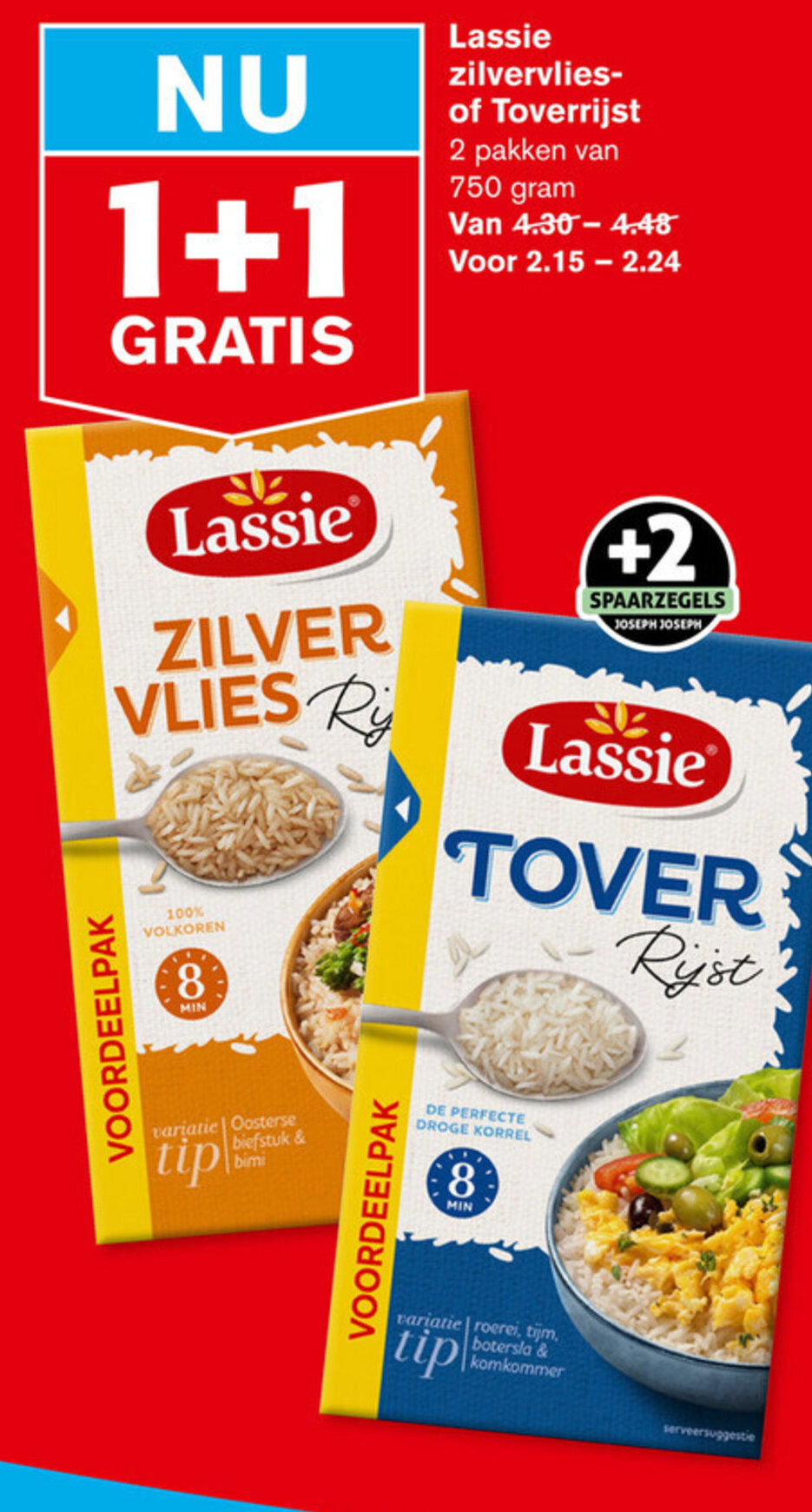 Lassie zilvervlies- of Toverrijst 750 gram aanbieding bij Hoogvliet