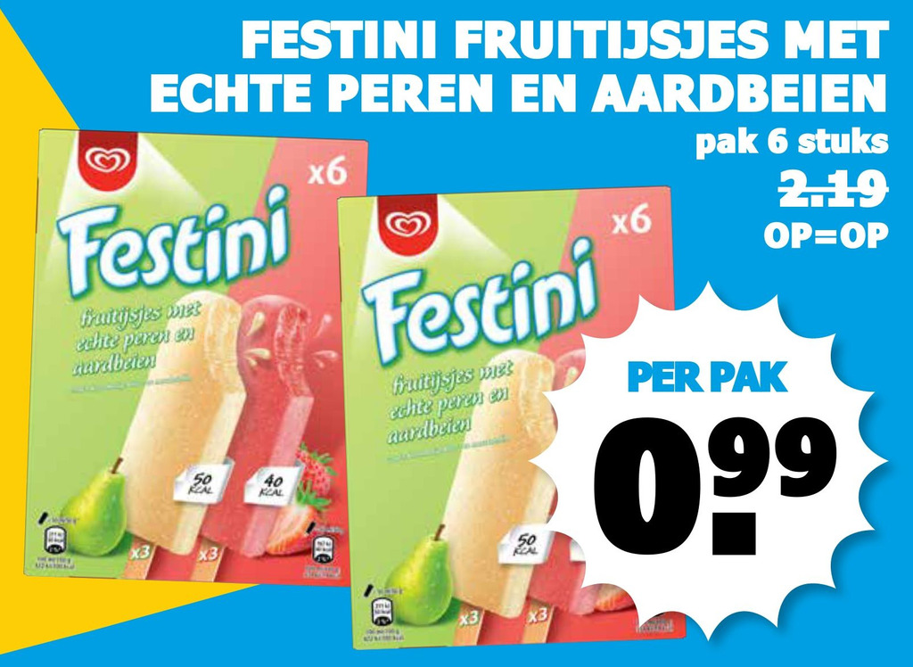 Festini fruitijsjes met echte peren en aardbeien aanbieding bij Boon`s ...