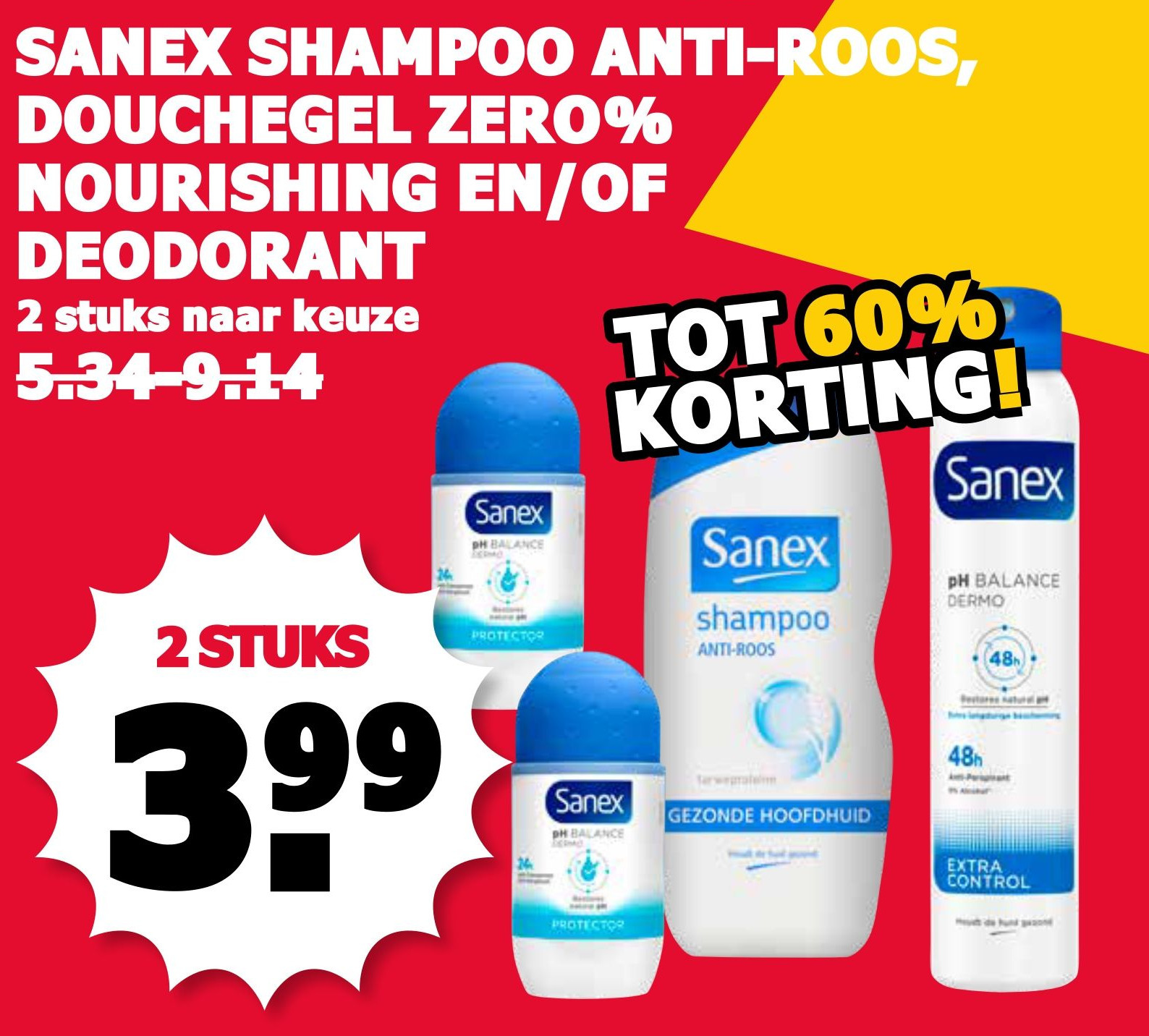 Sanex shampoo anti-roos, douchegel zero% nourishing en/of deodorant ...