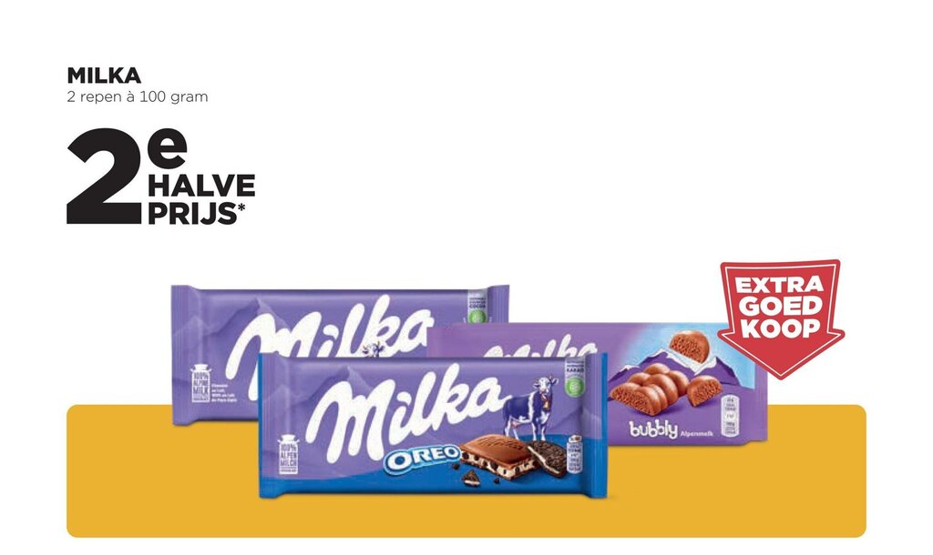 Milka 2 repen a 100 gram aanbieding bij Jumbo