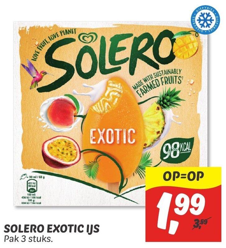 Solero exotic ijs aanbieding bij Dekamarkt