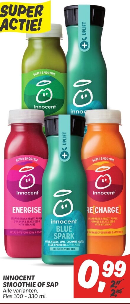 Innocent smoothie of sap 100-330ml aanbieding bij Dekamarkt