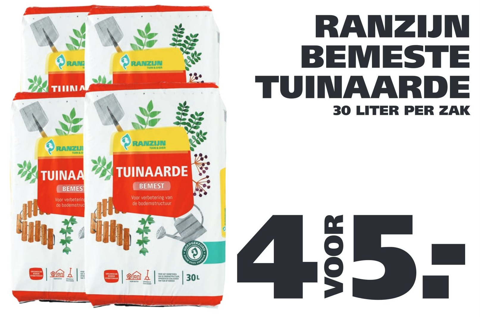 Ranzijn bemeste tuinaarde 30 liter per zak aanbieding bij Ranzijn