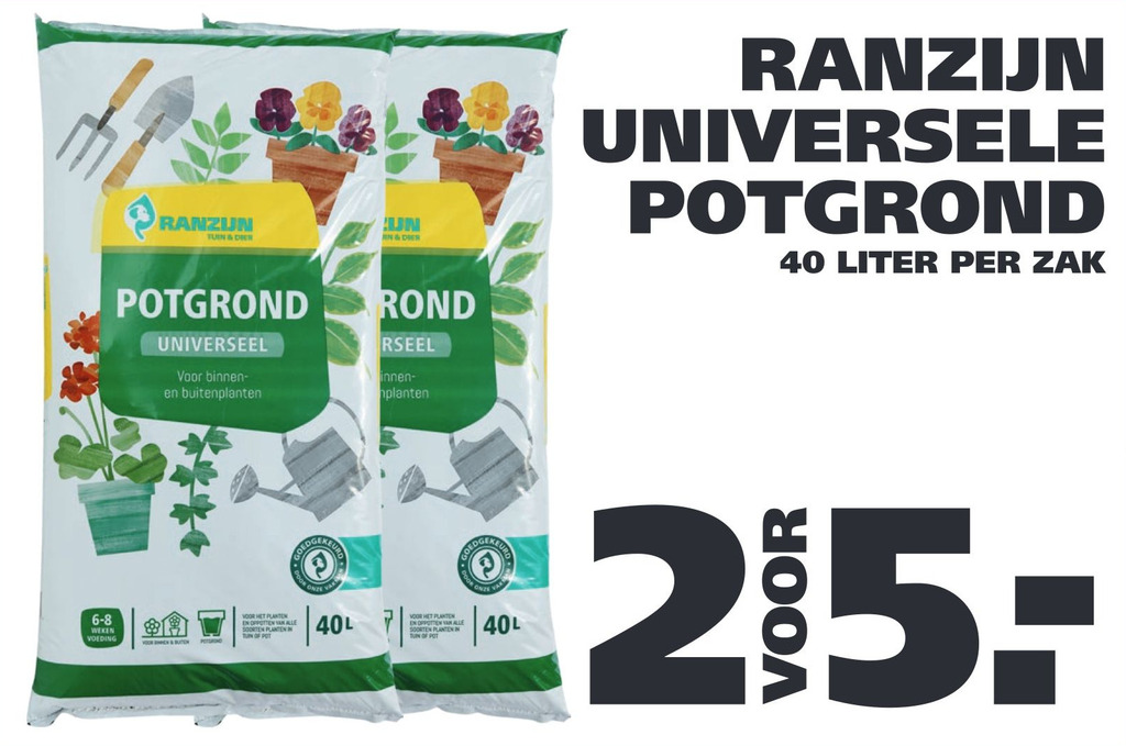 Ranzijn universele potgrond 40 liter per zak aanbieding bij Ranzijn