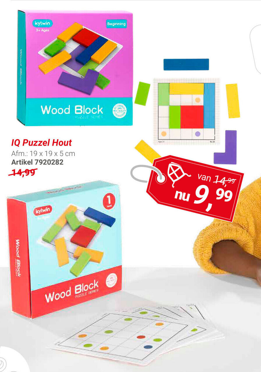 IQ puzzel hout 19x19x5CM artikel 7920282 aanbieding bij Lobbes