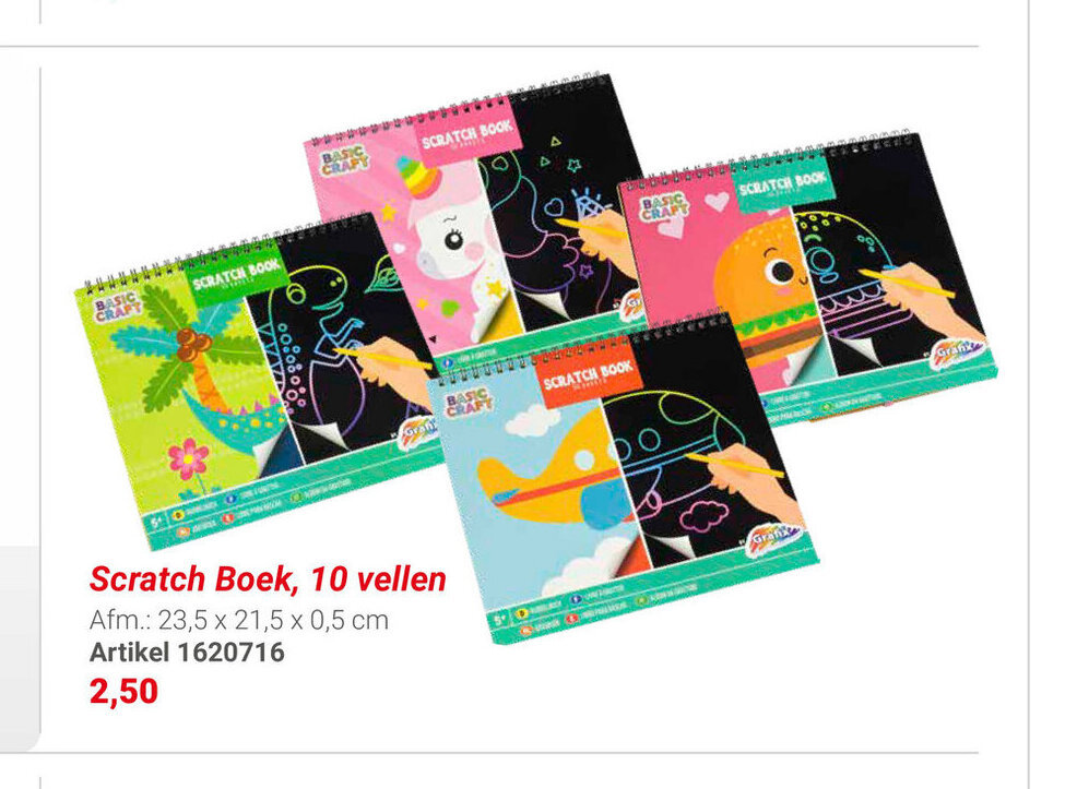 Scratch Boek, 10 vellen 23,5 x 21,5 x 0,5 cm aanbieding bij Lobbes