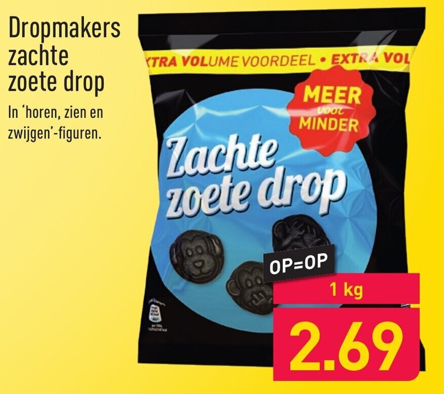 Dropmakers zachte zoete drop 1kg aanbieding bij ALDI