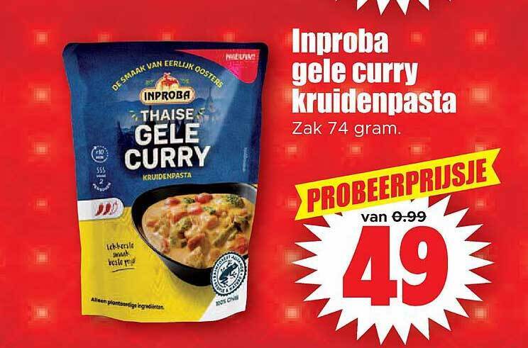 Inproba gele curry kruidenpasta aanbieding bij Dirk