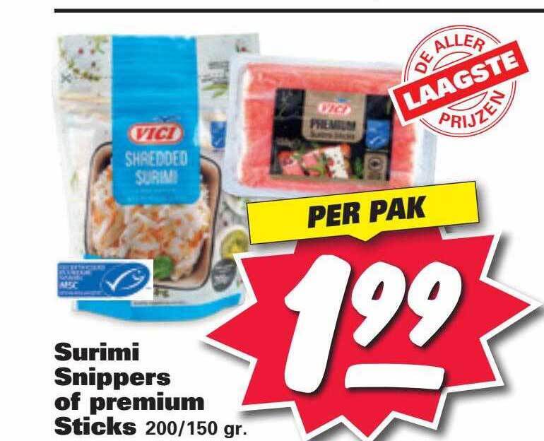 Surimi snippers of premium sticks aanbieding bij Nettorama