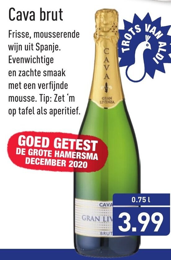 Cava Gran Livenza brut 750ml aanbieding bij ALDI