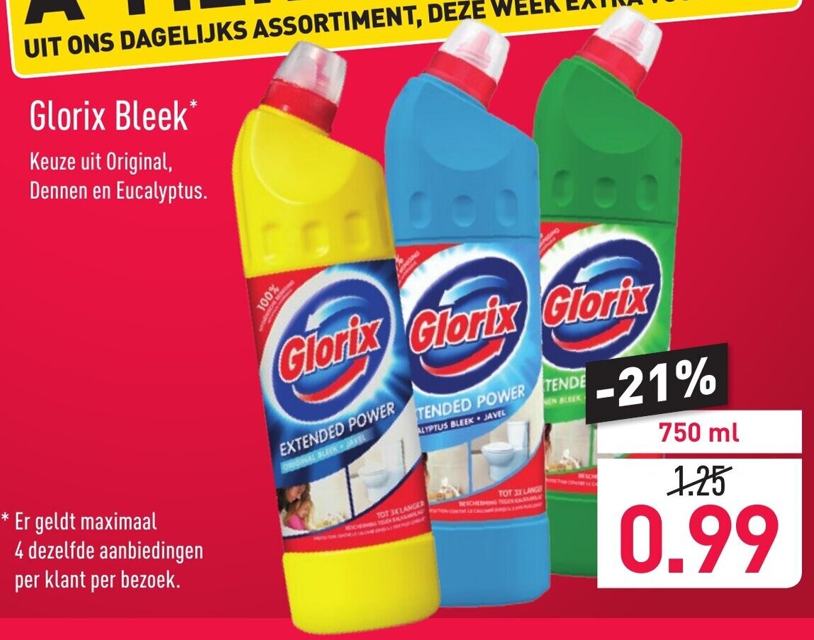 Glorix Bleek 750ml aanbieding bij ALDI