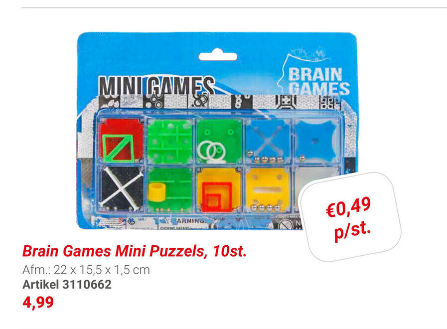 Brain games mini puzzels, 10 st. aanbieding bij Lobbes