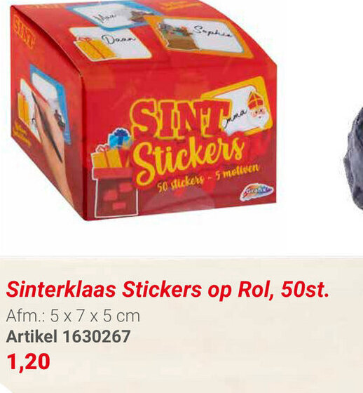 Sinterklaas stickers op rol, 50st. aanbieding bij Lobbes