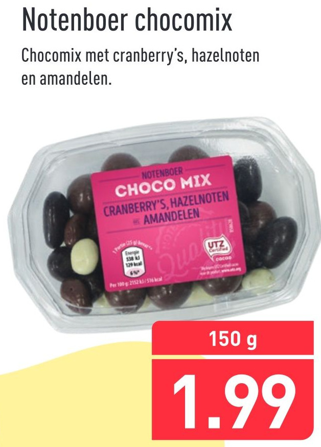 Notenboer chocomix 150g aanbieding bij ALDI